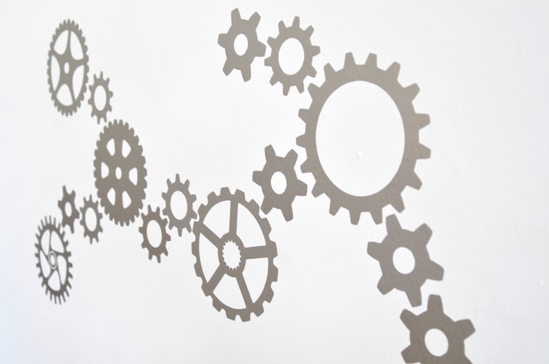 Cogs Vinyl Wall Art Decals/stickers Various Colours Steam - Etsy