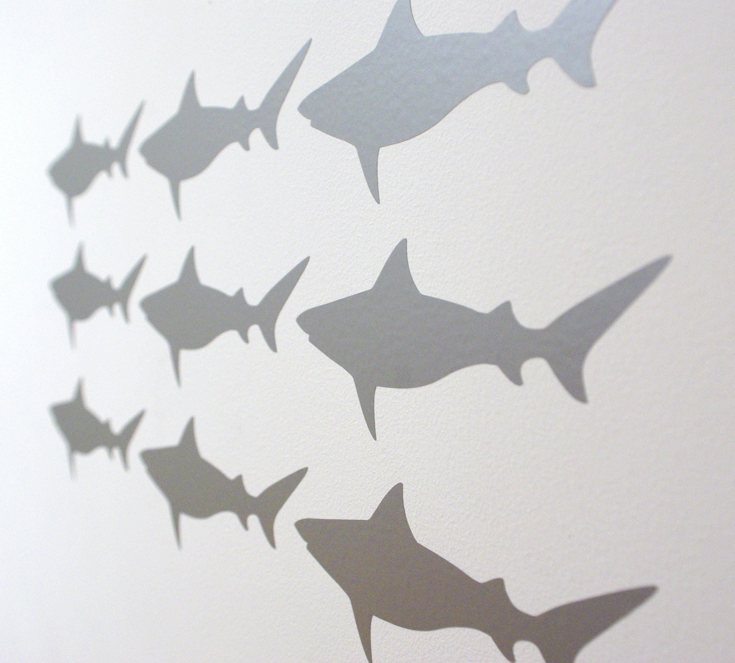 Fun Shark Vinyl Wall Art Decals/stickers - Various Colours & Sizes ...