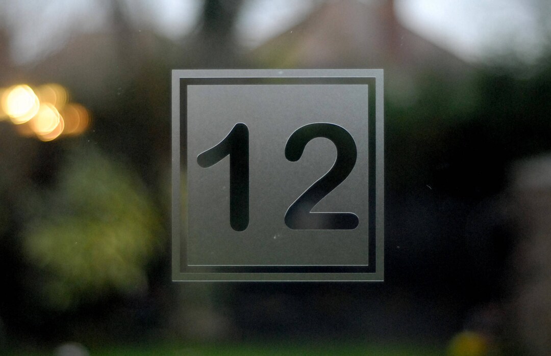 Modern Square Double Border House Number Decal - Etched Glass Style ...