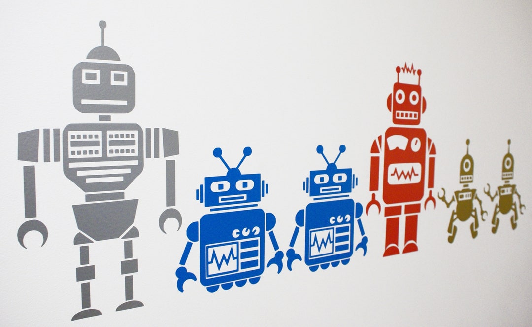Cool Retro Robot Vinyl Wall Art Decals/stickers - Various Colours - Etsy UK
