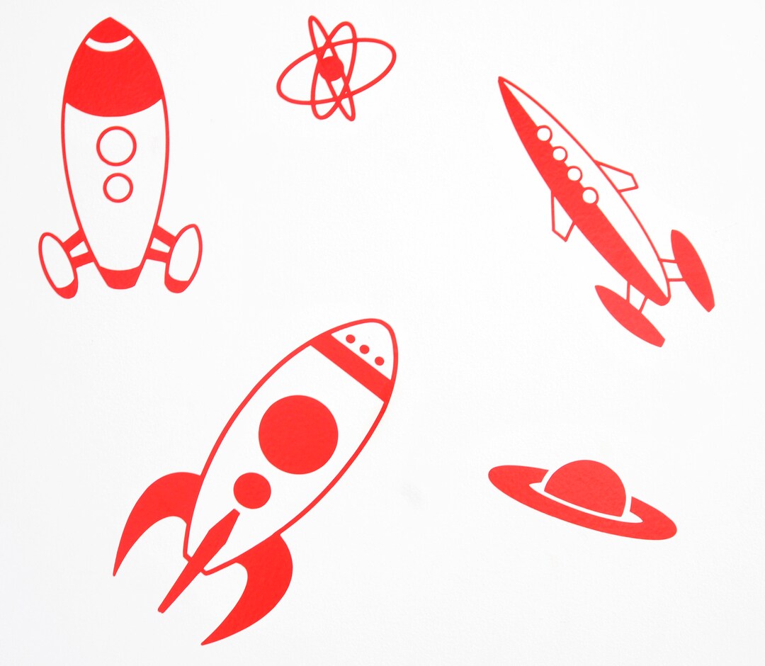 Retro Rocket Vinyl Wall Art Decals/stickers - Various Colours - Etsy UK