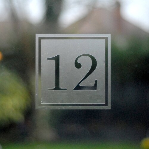 Traditional Round Double Border House Number Decal Etched - Etsy UK