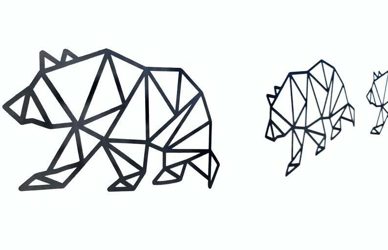 Geometric Grizzly Bear Vinyl Wall Art Decals/stickers - Various Colours ...