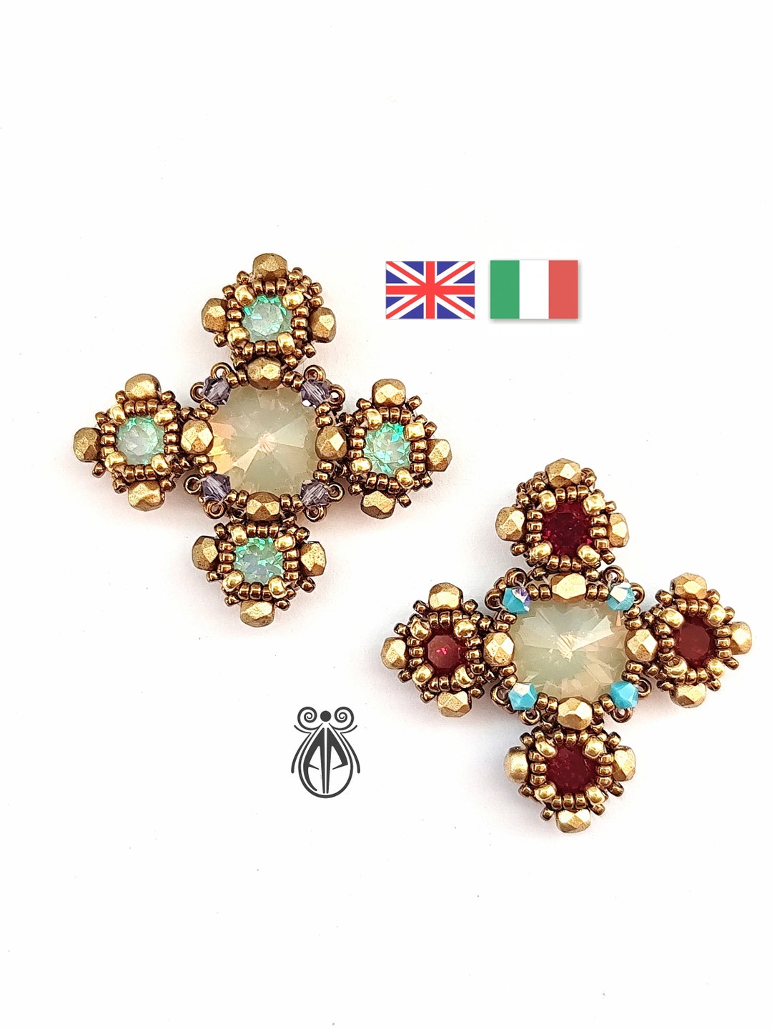 Bead Weaving Pattern of a Pendant With Seed Beads, Chaton, Rivoli - Etsy