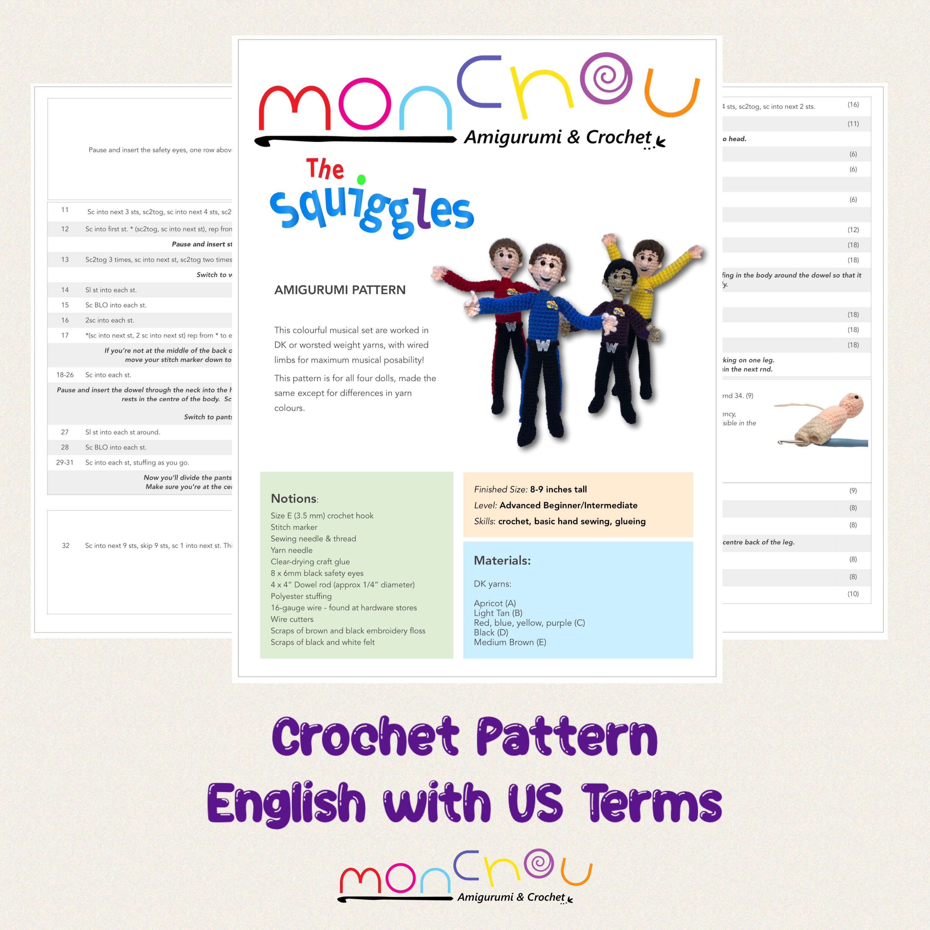 The Squiggles Crochet Dolls Pattern - Etsy