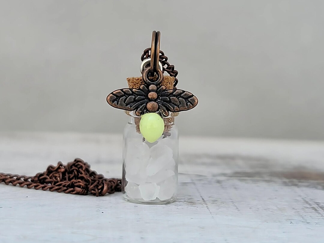 Glow-in-the-dark Copper Firefly Charm With Terrarium Salt Bottle "salt ...
