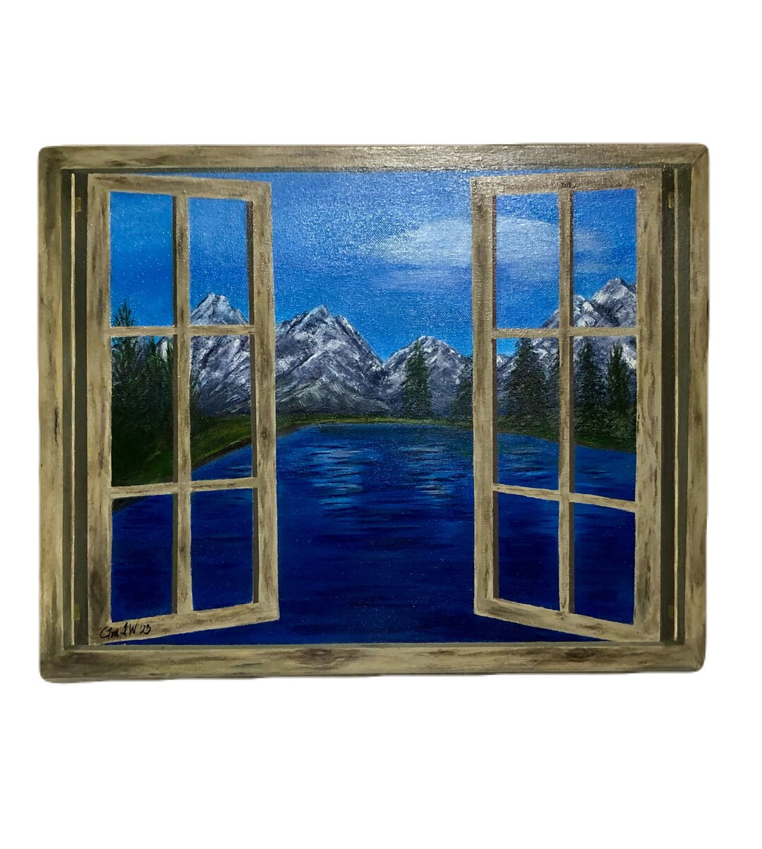Mountain Lake Scene Through A Window - Etsy