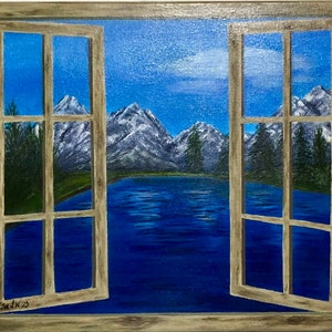Mountain Lake Scene Through A Window - Etsy