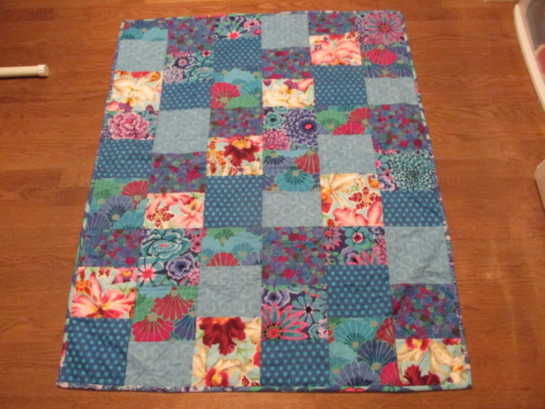 Wheelchair / Rocking Chair / Crib Quilt - Kaffe Fassett - Blues, Red ...