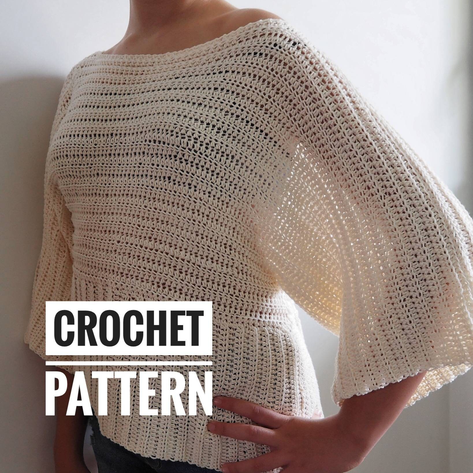 CROCHET SWEATER wide sleeve easy crochet pattern boho | Etsy