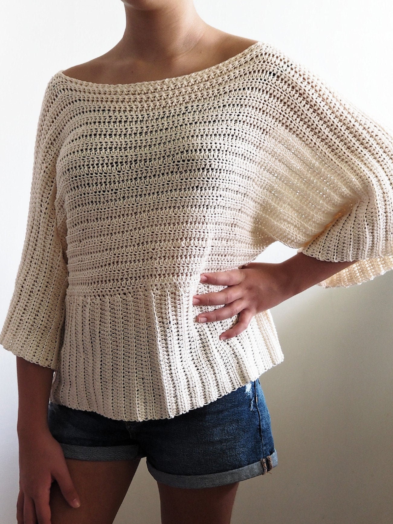 CROCHET SWEATER wide sleeve easy crochet pattern boho | Etsy