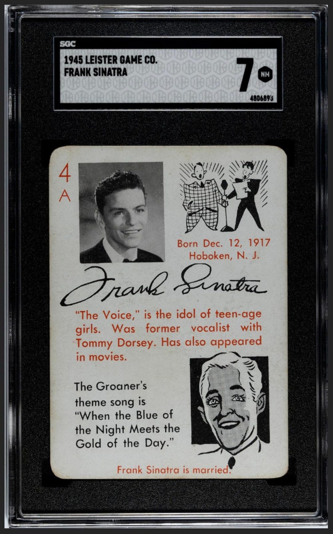 RARE 1945 Leister Frank Sinatra Rookie Card SGC 7 Only 2 Higher Bing ...