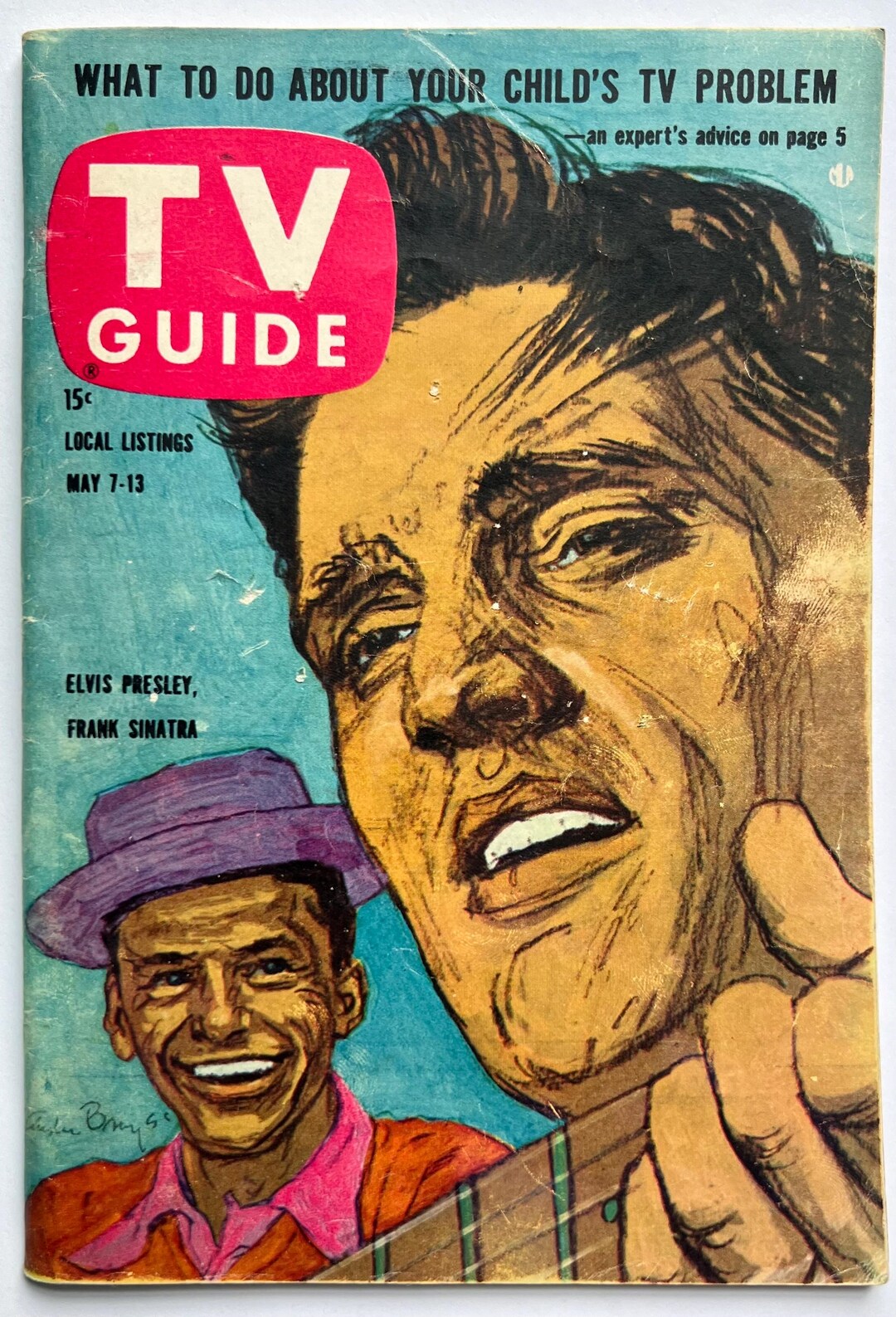 Rare, Original May 1960 TV Guide Elvis Presley and Frank Sinatra Cover ...