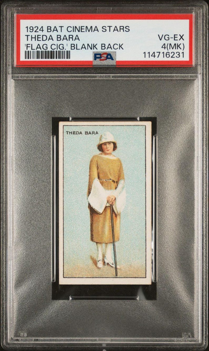 Rare 1924 BAT Cinema Stars Theda Bara Tobacco Card PSA 4MK Salome Cleopatra Vamp Silent Movie ...