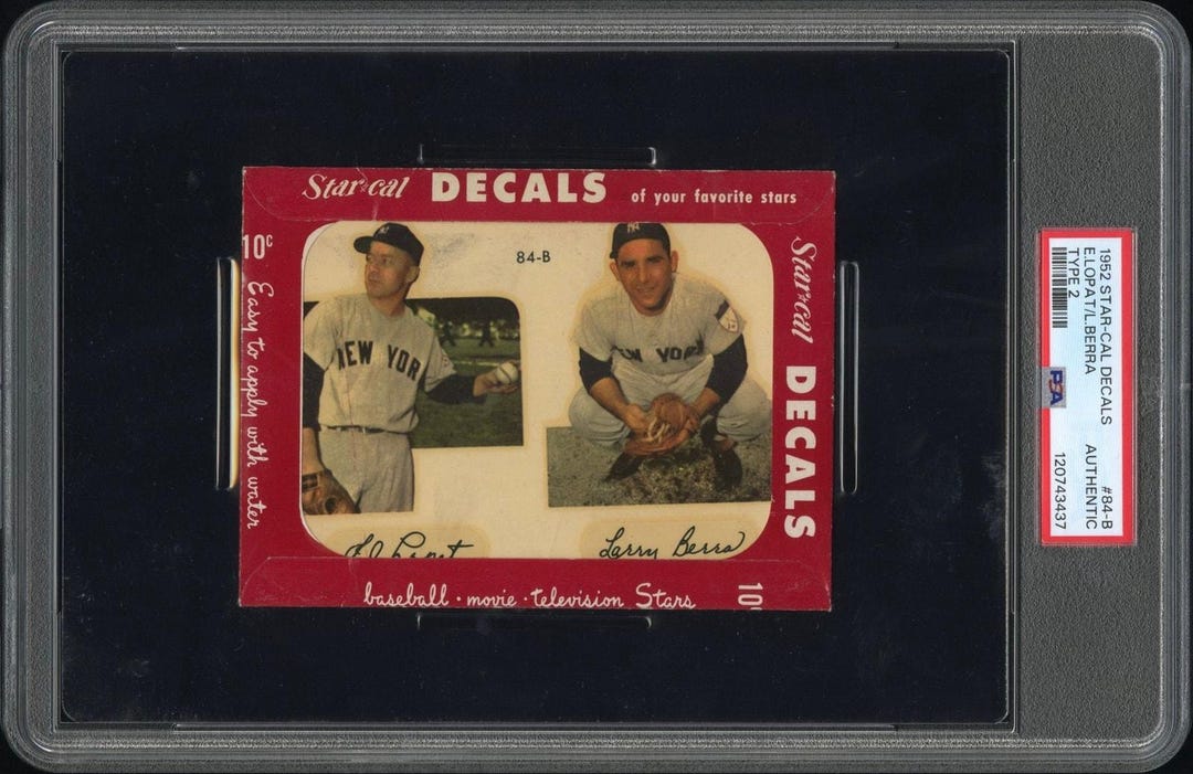 1952 Star Cal Decal Yogi Berra PSA New York Yankees Type 2 Ed Lopat 10 ...