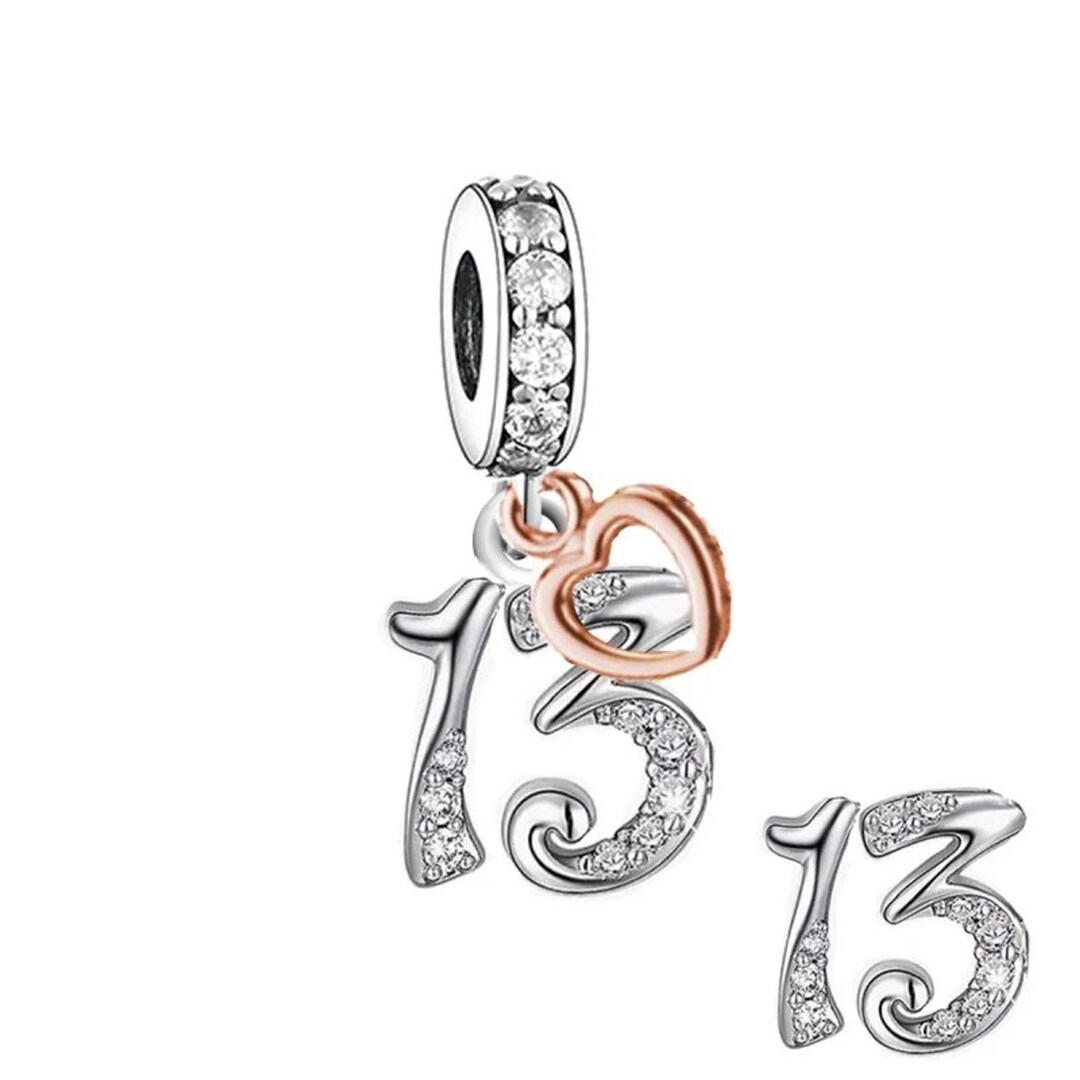 13., echte Brand New S925 Sterling Silber & Gold 13.Geburtstags-Charm ...