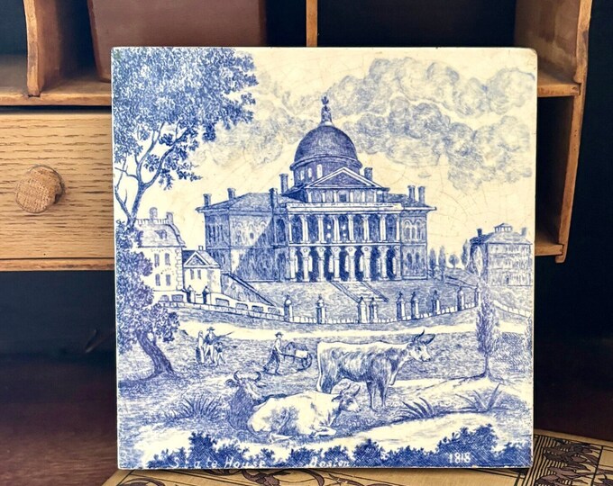 Antique 1800's Minton Tile Delft Blue Landscape, Minton China Works ...