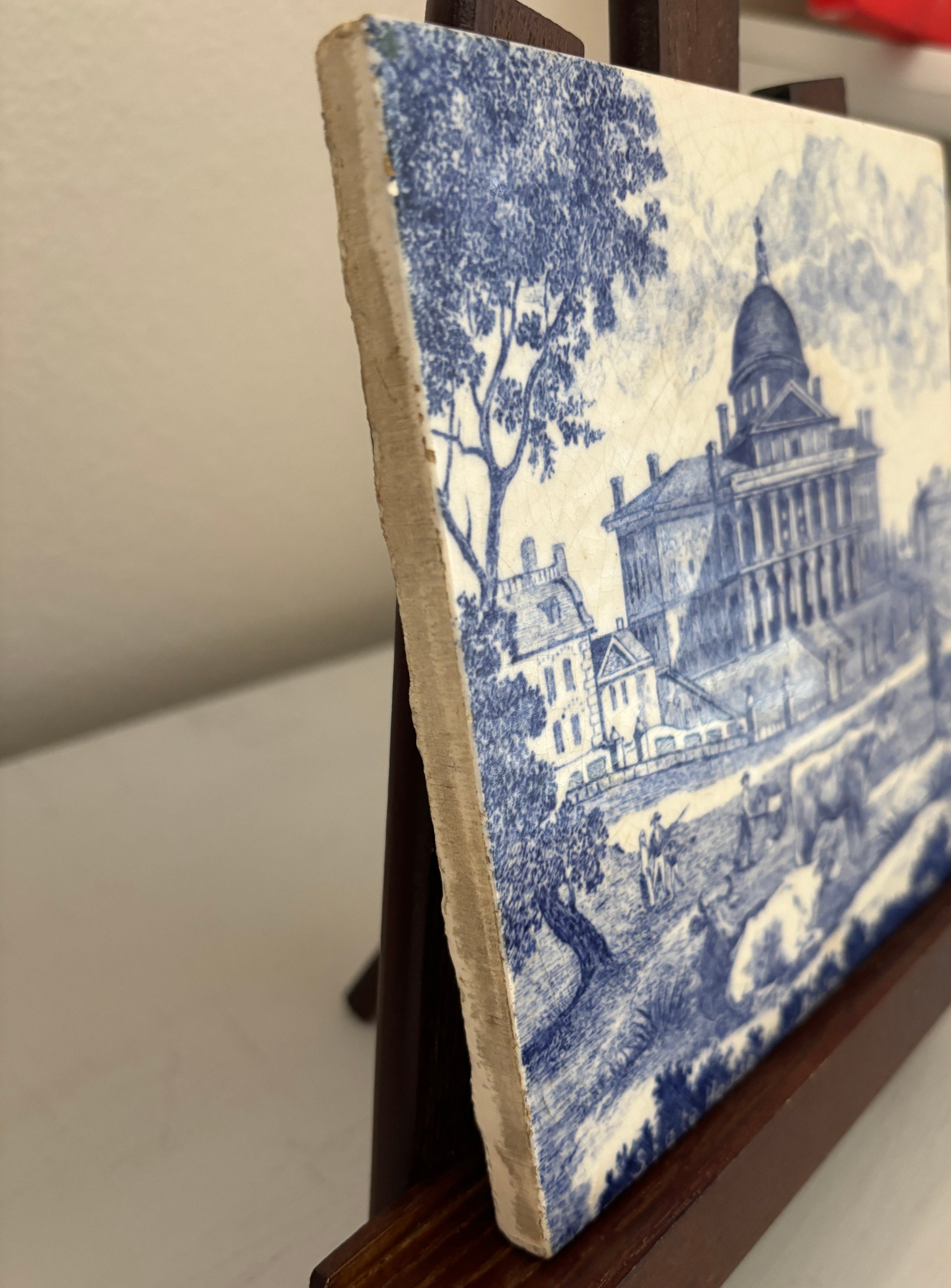 Antique 1800's Minton Tile Delft Blue Landscape, Minton China Works ...