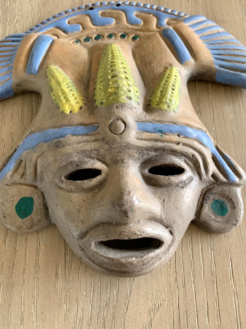 Mexican Aztec Mayan Terra Cotta Clay Maize God Mask, Vintage Ceramic ...
