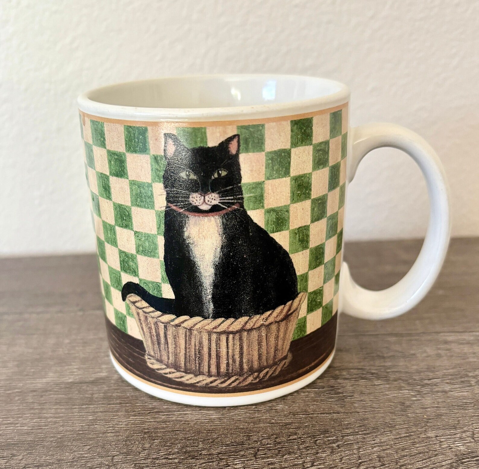 Tuxedo Cat Mug D. C. Brown Country Kitties Black White Cat Folk Art - Etsy