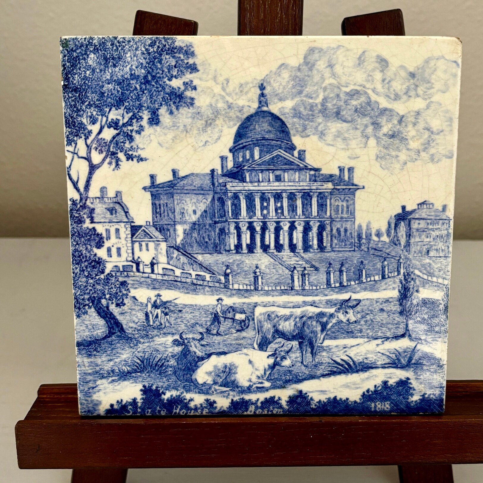 Antique 1800's Minton Tile Delft Blue Landscape, Minton China Works ...