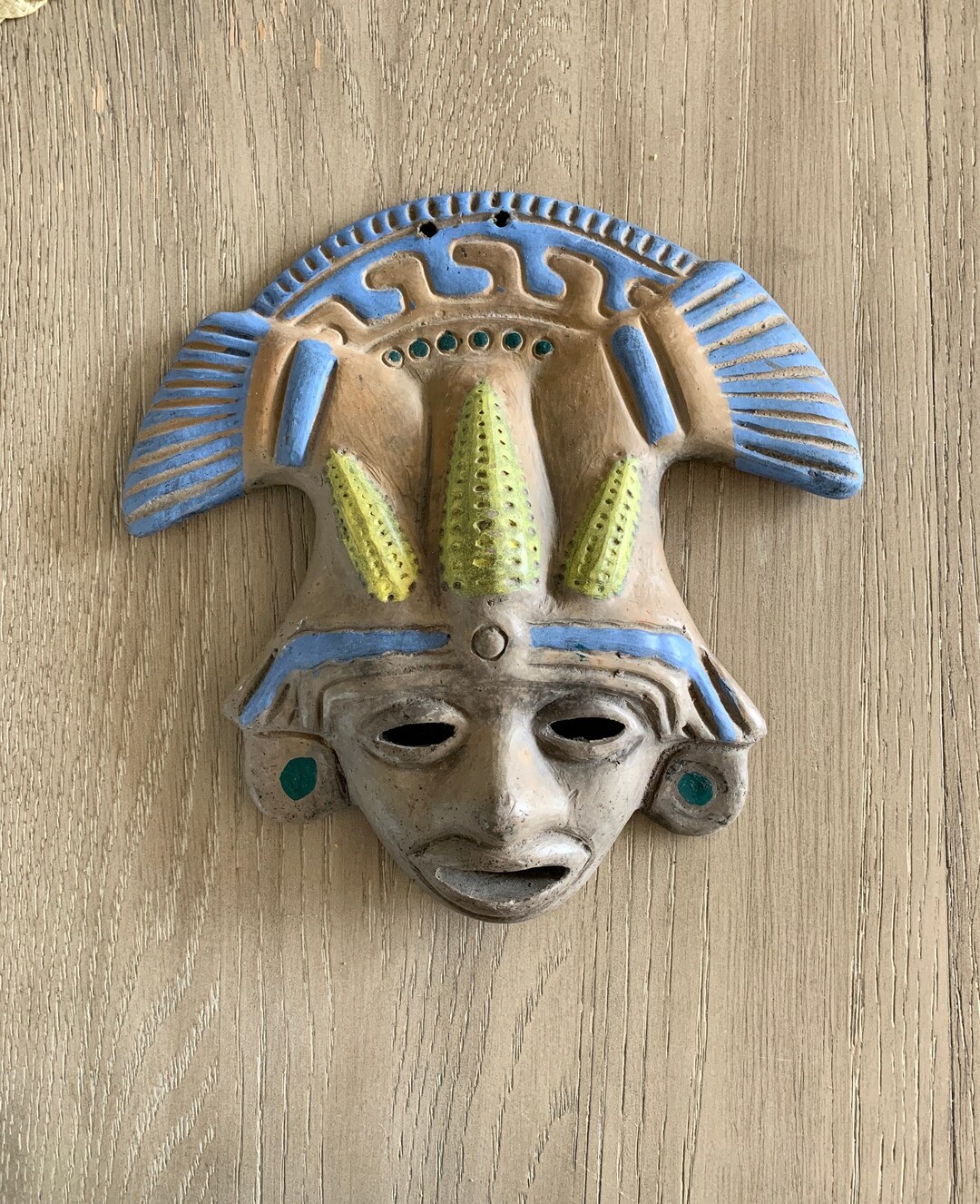 Mexican Aztec Mayan Terra Cotta Clay Maize God Mask, Vintage Ceramic ...