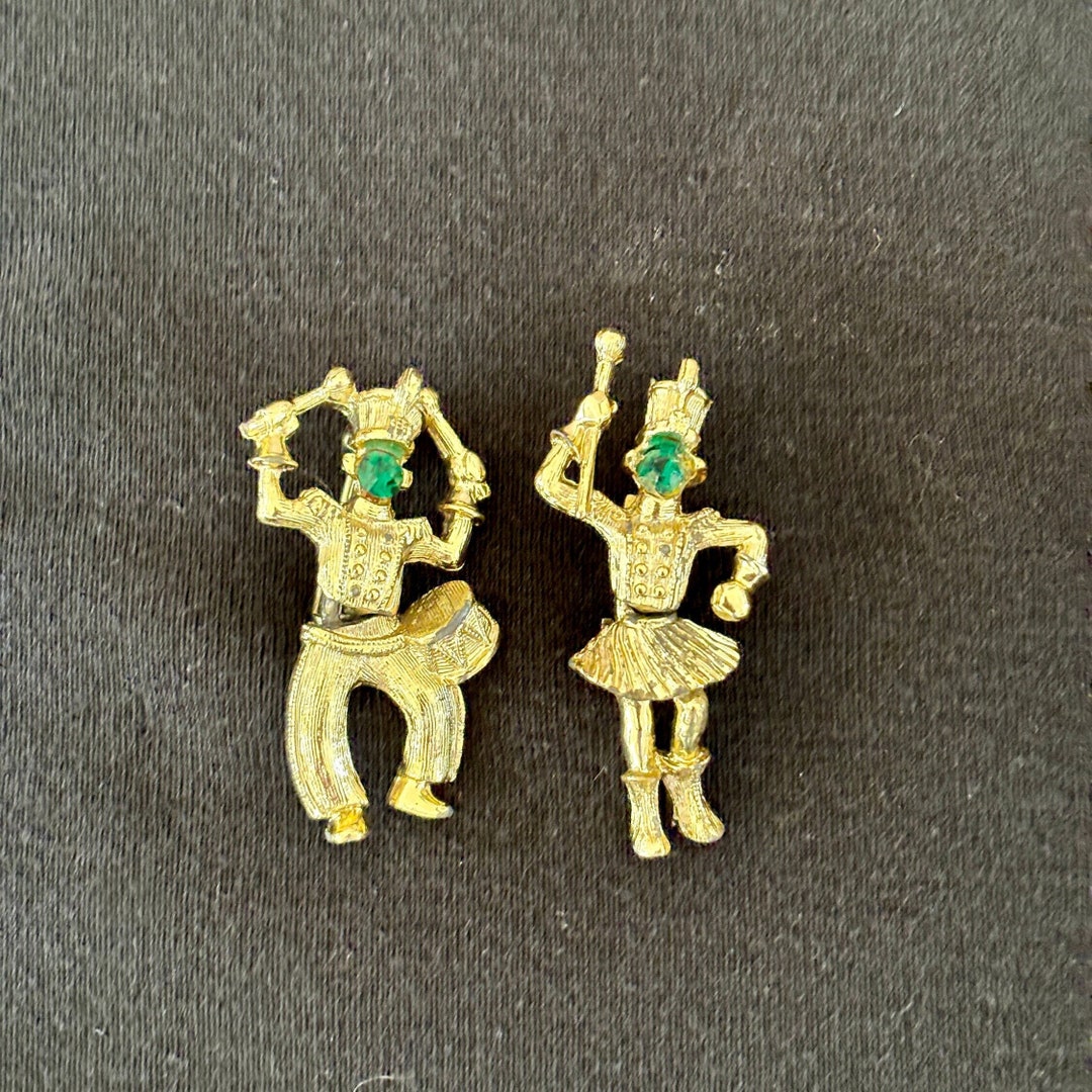 Set of Vintage Drum Major and Majorette Pins Gold Tone With Green ...
