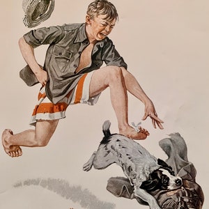 Norman Rockwell Art Print, No Swimming, Large 12x15 Ready to Frame ...