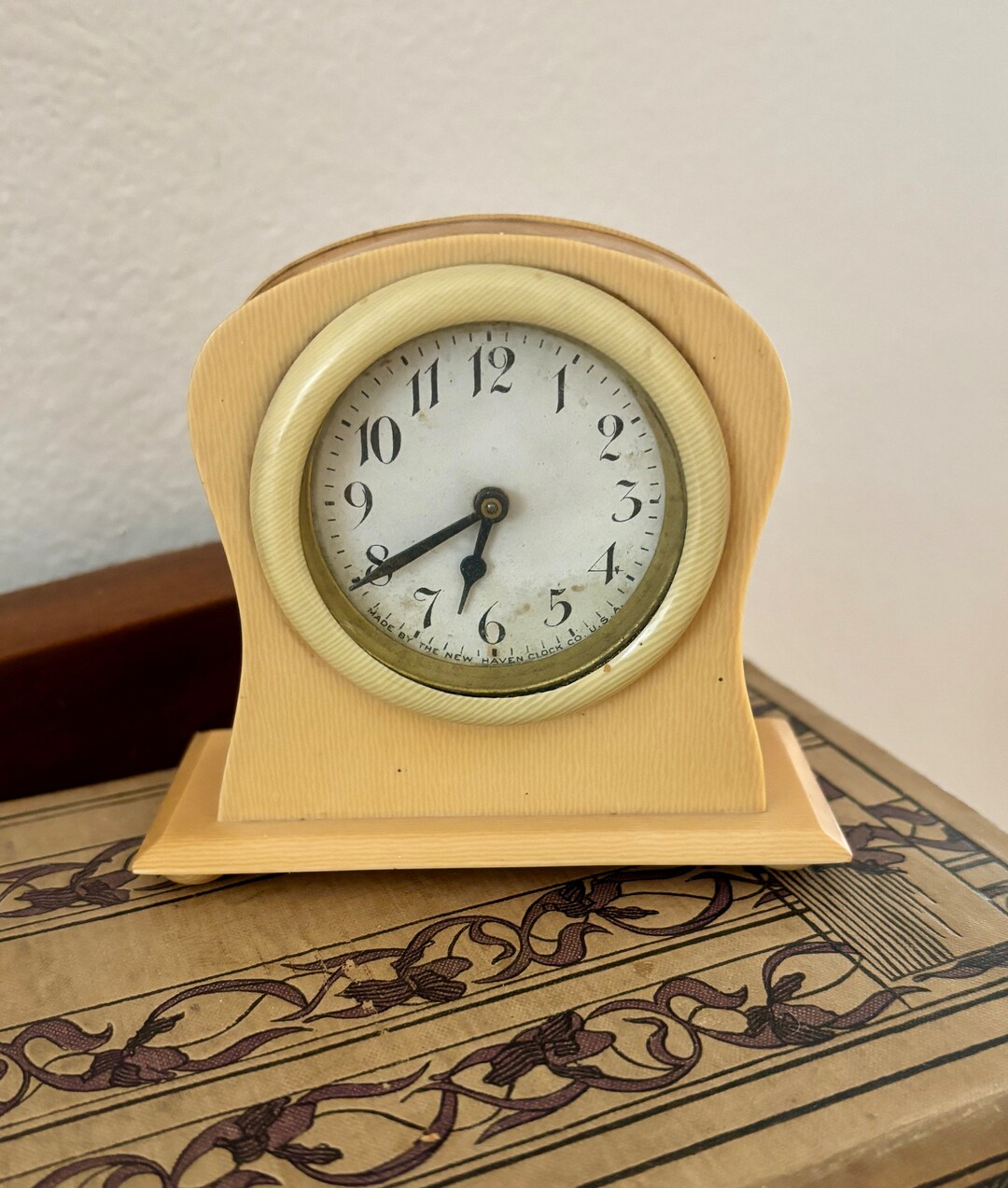Antique Celluloid Alarm Clock New Haven Clocks Deco Desk Bedside Clock ...