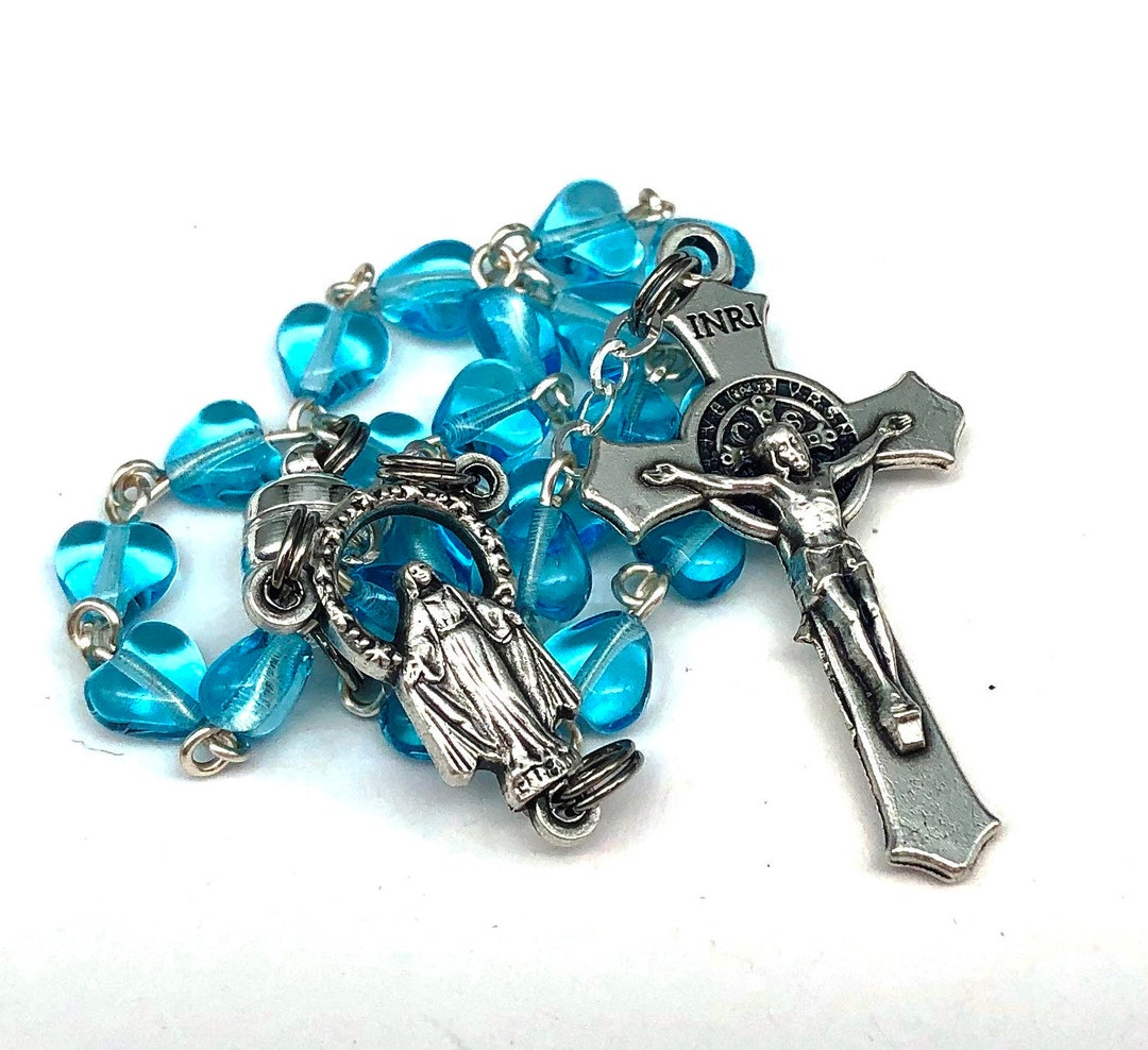Magnetic Auto Rosary/car Rosary 2 Decades With Aqua Blue - Etsy