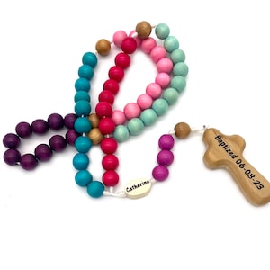 Personalized Wood Rosary With Engraved Our Father Bead and Engraved ...