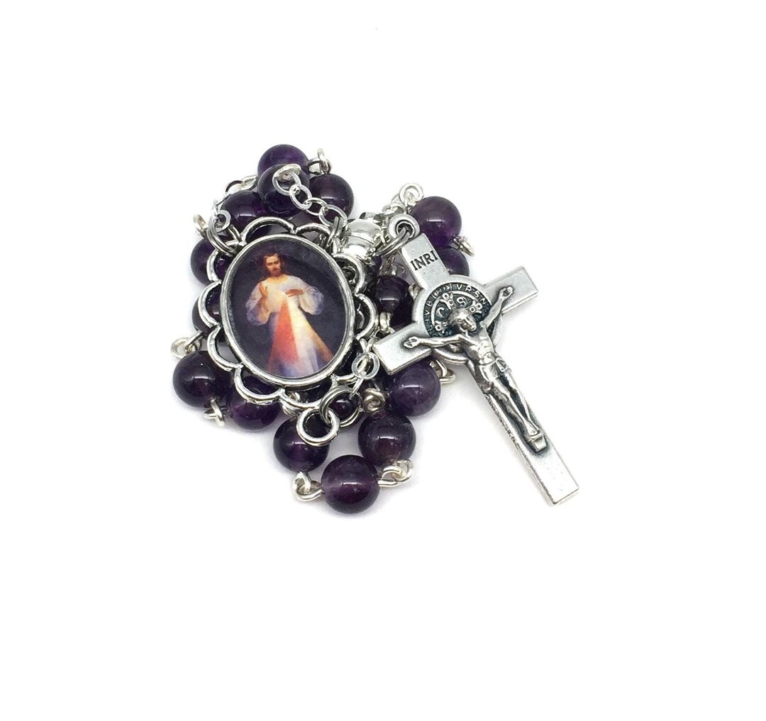 Divine Mercy Car Rosary in Amethyst - Etsy