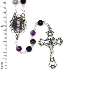 Saint Winifred Catholic Handmade Rosary Featuring Blue Violet Striped ...