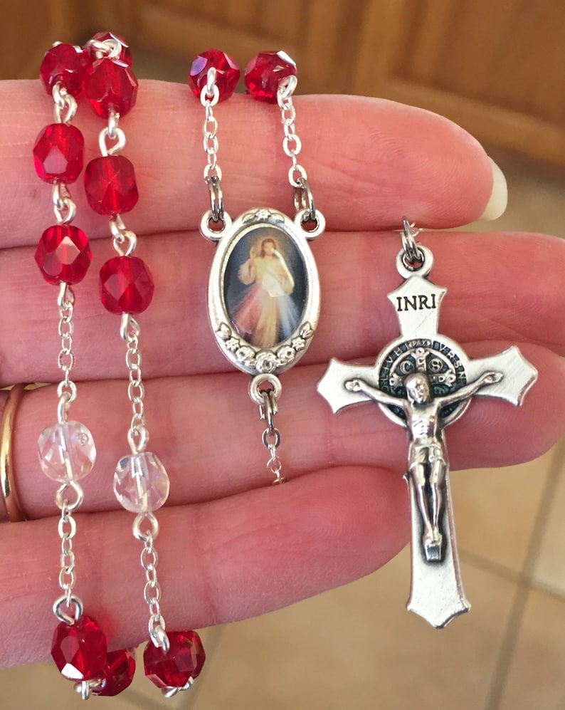 Divine Mercy Catholic Handmade Rosary Featuring a Full Color | Etsy