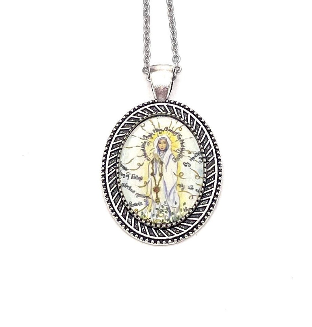 Our Lady of Fatima Handmade Pendant Featuring Catholic Art by Dovetail ...