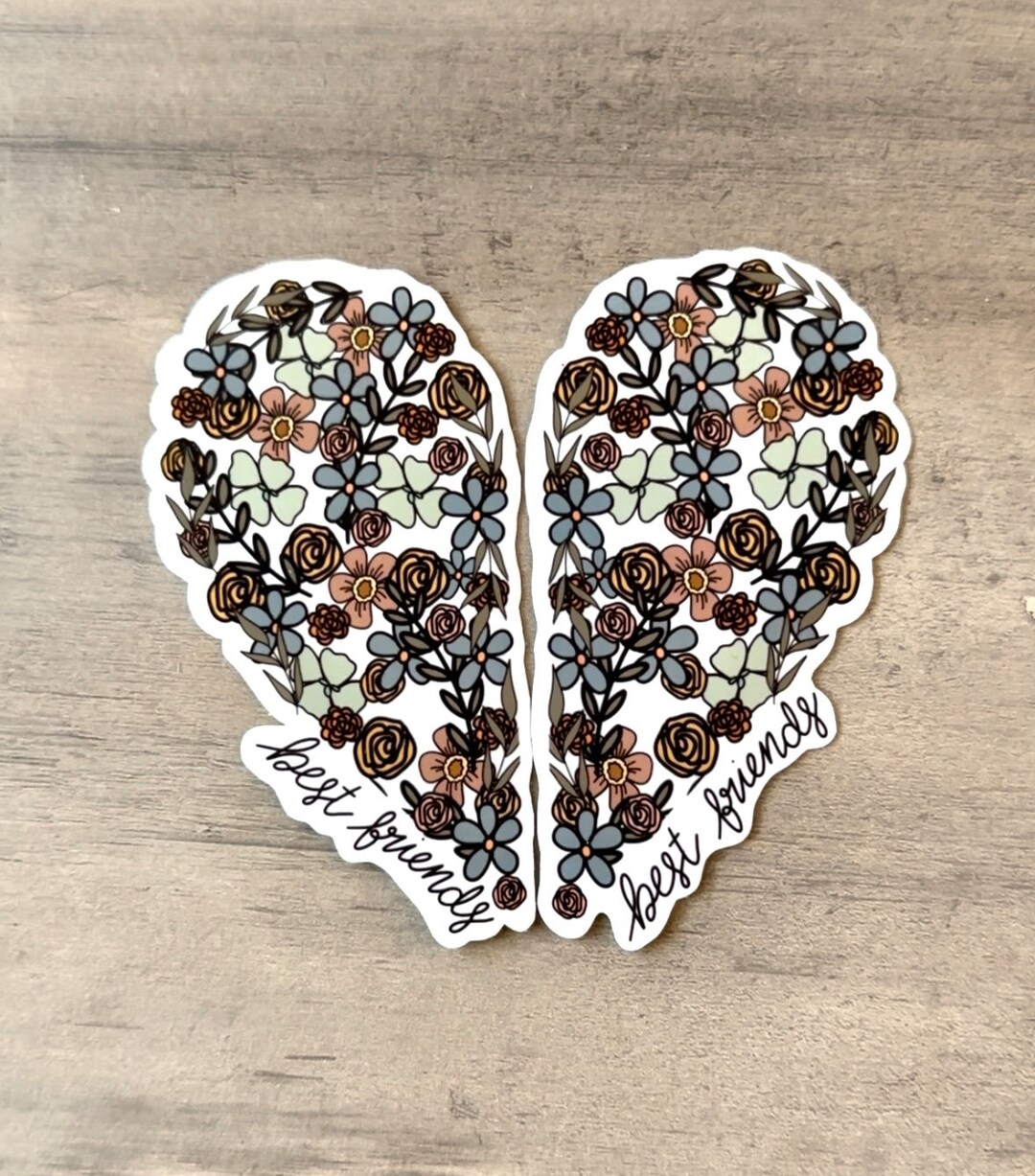 Best Friends Sticker Set Two Heart Stickers Best Friend Gift - Etsy