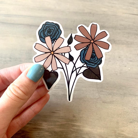 Flower Bundle Sticker Vinyl Glossy Sticker Waterproof - Etsy