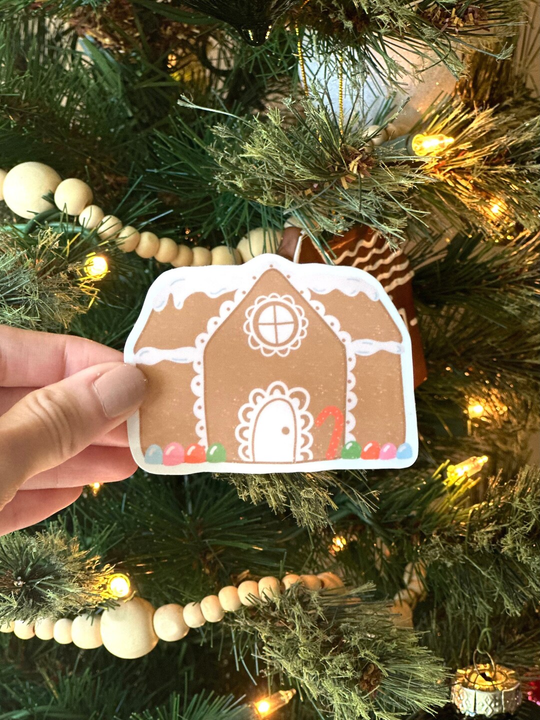 Gingerbread House Sticker Christmas Sticker Glossy Vinyl Waterproof ...