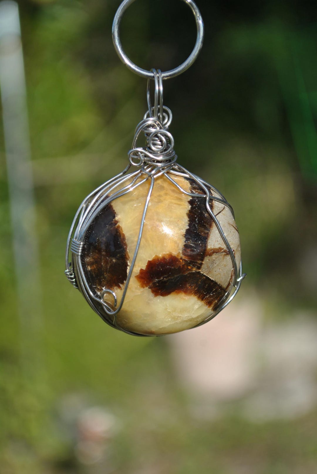 Septarian Stone Chain Pull: Handcrafted Stainless Steel Wire-wrapped ...