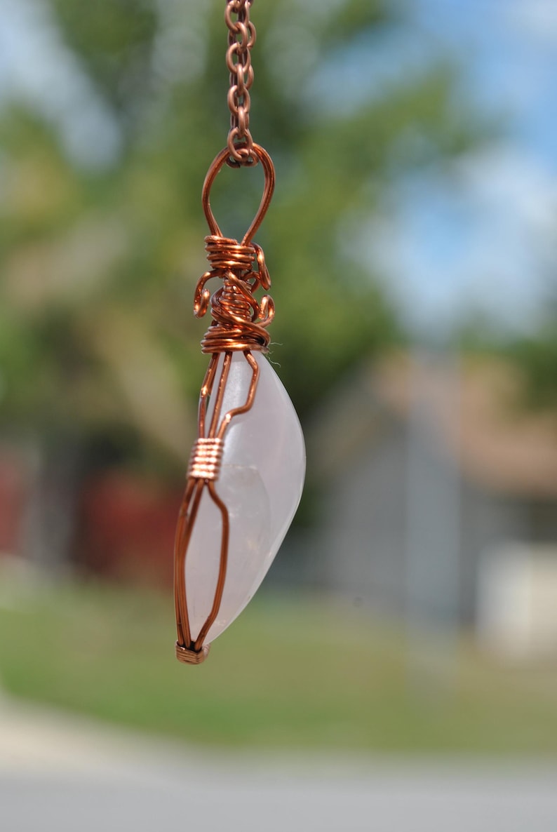 Rose Quartz Wire Wrapped Pendant: Handcrafted Gemstone Necklace - Etsy
