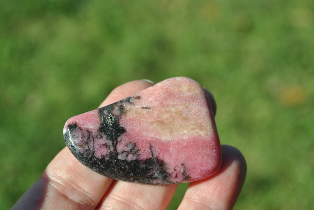Rhodonite Cabochon; Pink and Black Stone; Stone for Wire Wrapping ...
