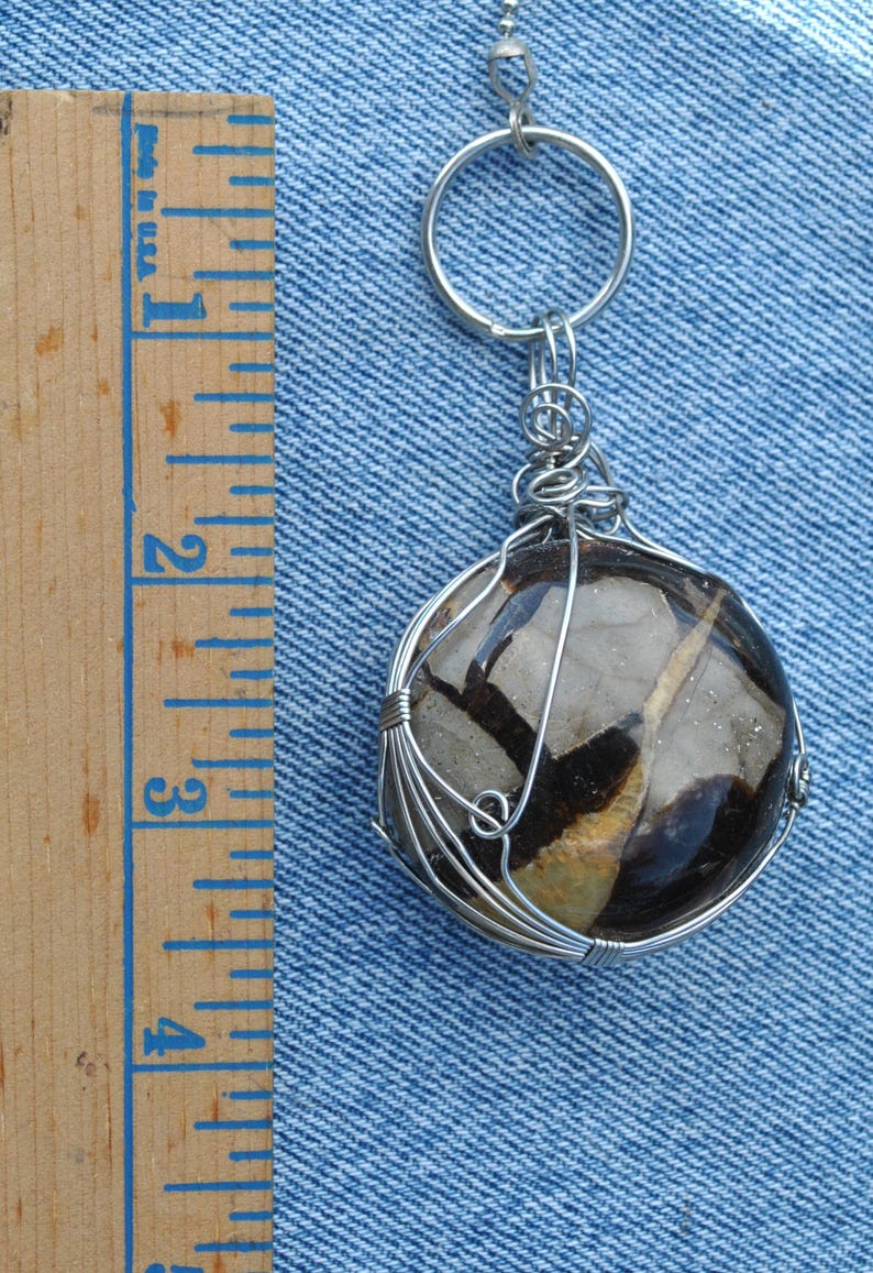 Septarian Stone Chain Pull: Handcrafted Stainless Steel Wire-wrapped ...