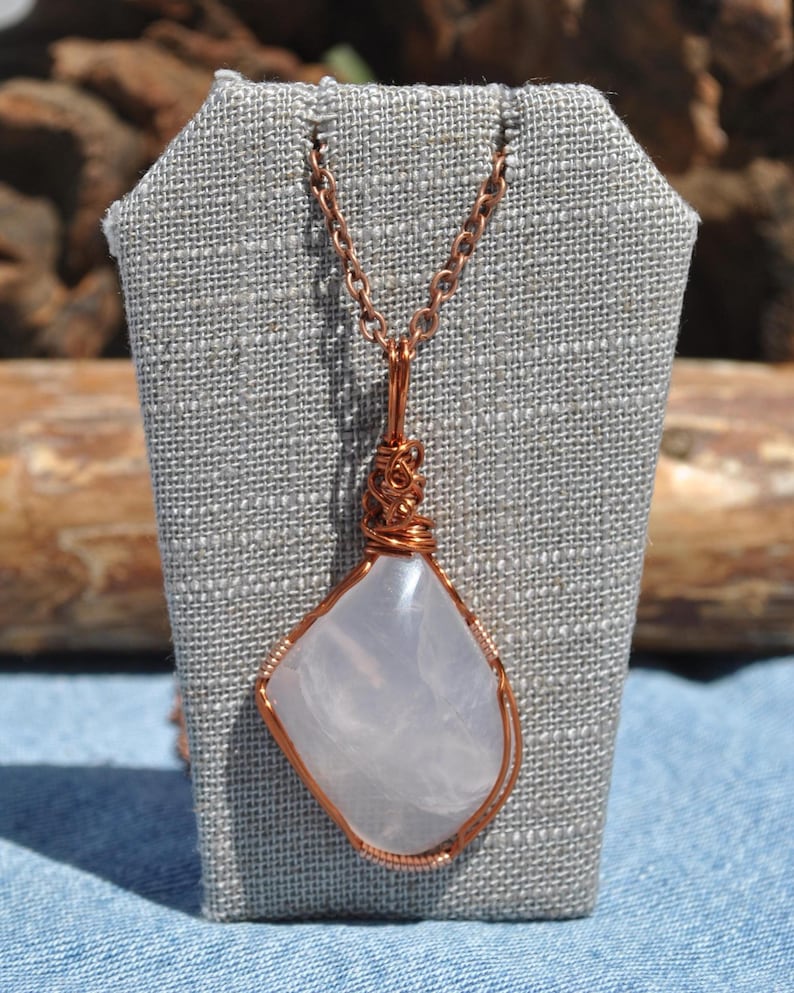 Rose Quartz Wire Wrapped Pendant: Handcrafted Gemstone Necklace - Etsy
