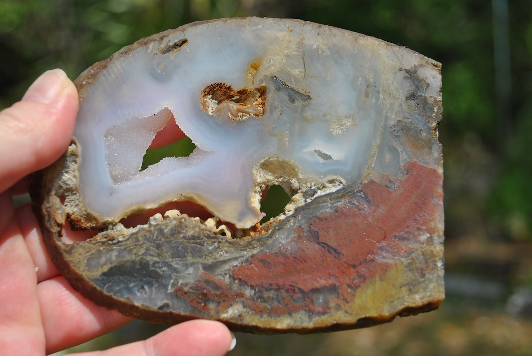 Moss Agate Slab; Unpolished Moss Agate; Lapidary Piece; Cabbing Slab ...