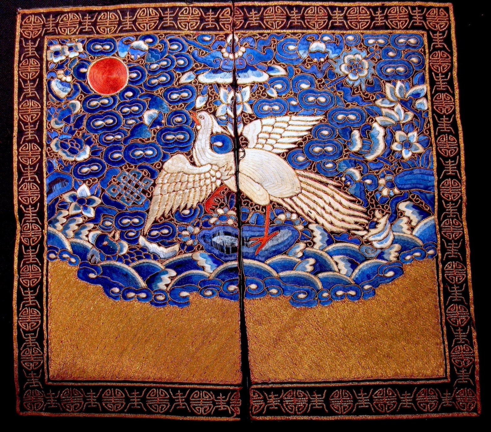 Qing Dynasty Pair Mandarin Square Civil Scholar 5th Rank Mens Matched ...