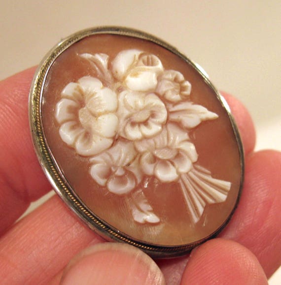 Antique Cameo Floral Pendant/broach 800 Silver | Etsy