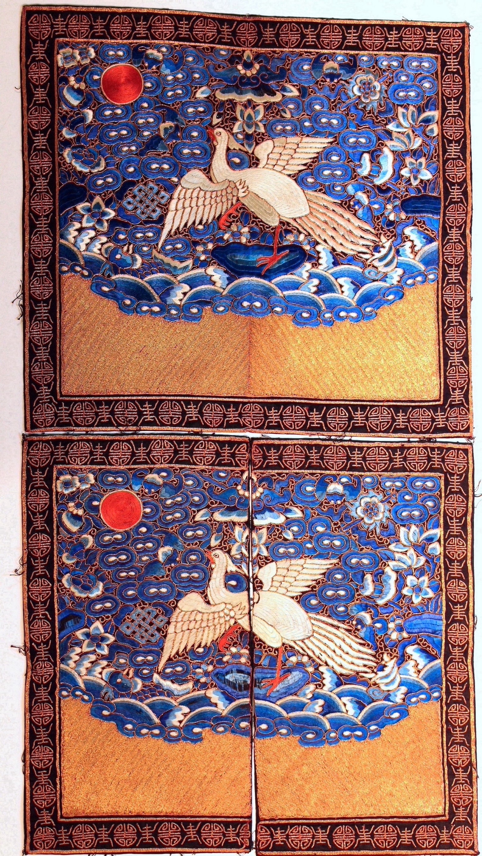 Qing Dynasty Pair Mandarin Square Civil Scholar 5th Rank Mens Matched ...