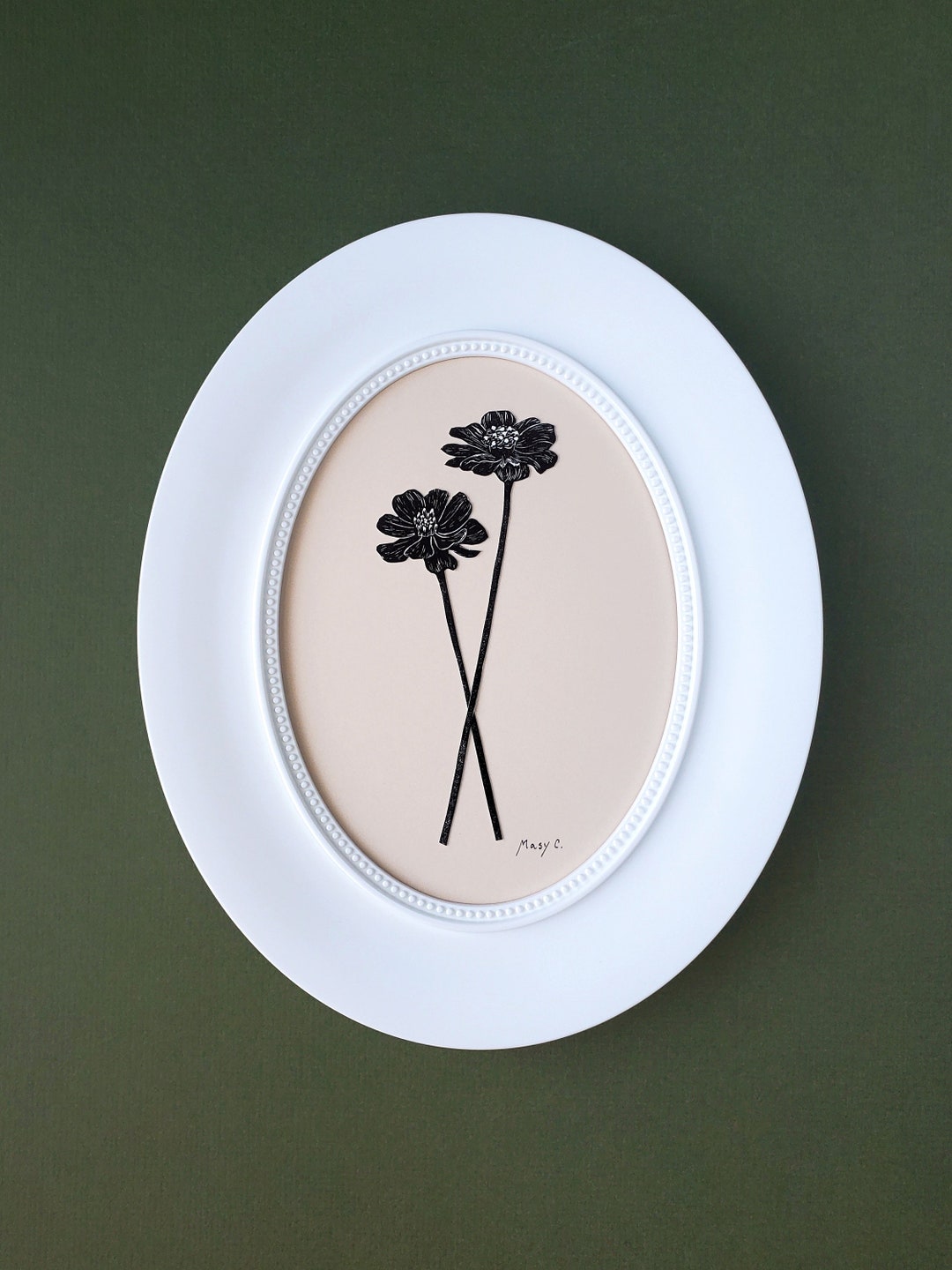 Chocolate Cosmo Flower Block Print Collage - Flower Silhouette Wall ...