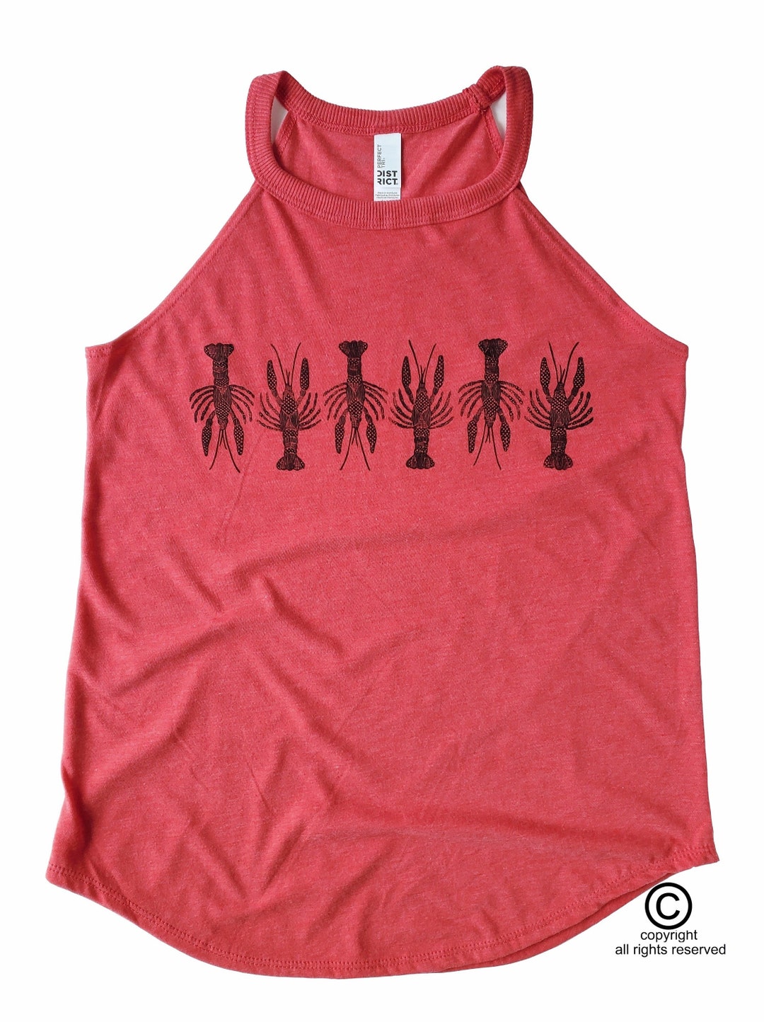 Crawfish/lobster Graphic Tank Shirt - Block Printed Apparel With ...