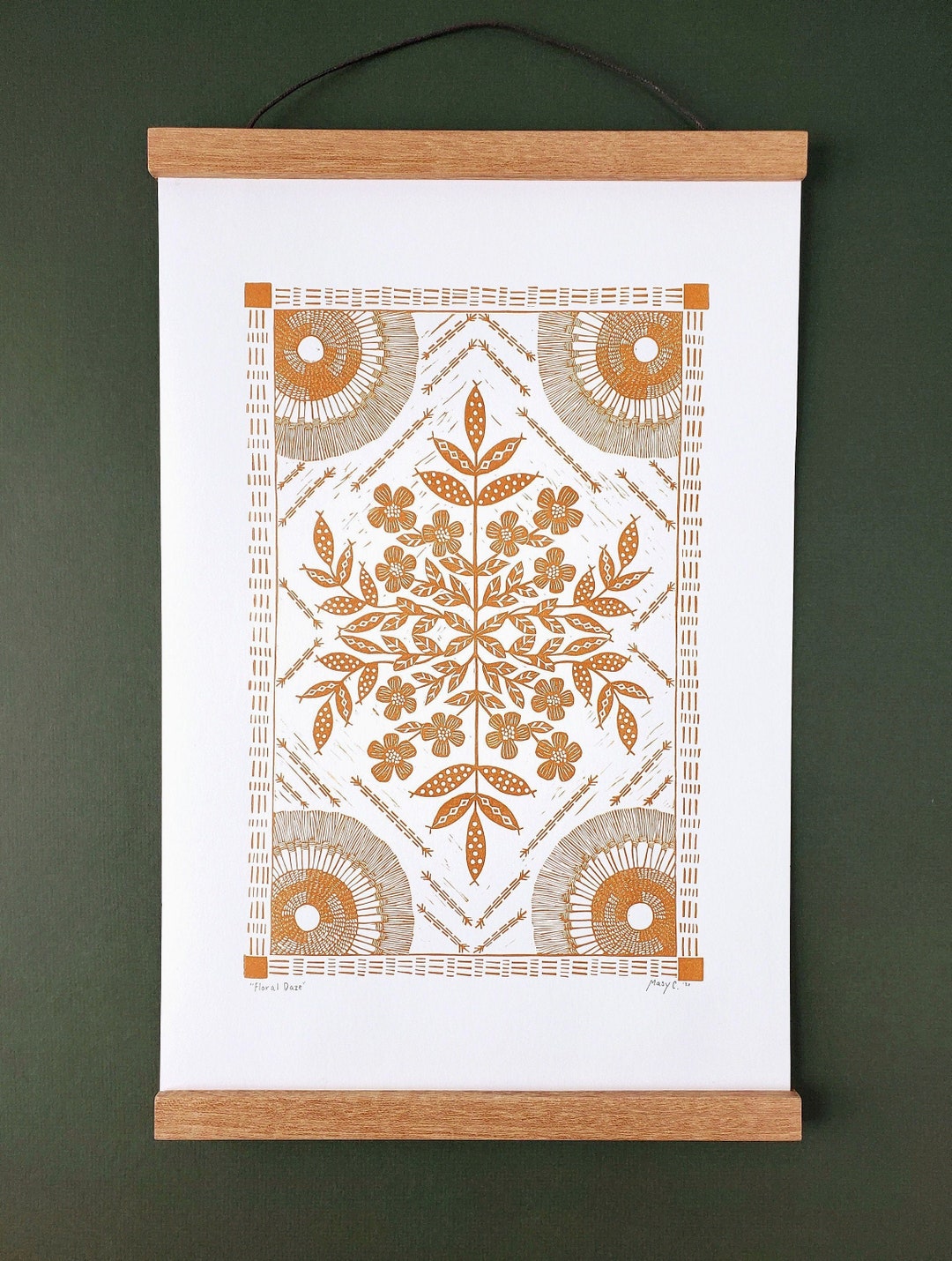 Mirrored Floral Pattern Original Block Botanical Illustration - Etsy